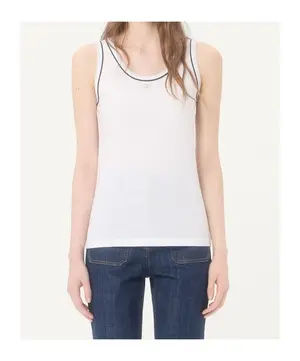 Valentino Garavani Sleeveless Cotton Jersey Top With V Logo Detail
