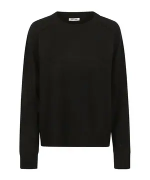 Soft Goat Boyfriend Crew-neck Knitwear - Black