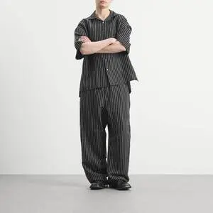 WILLY CHAVARRIA Toluca Striped Wide-leg Trousers - Black