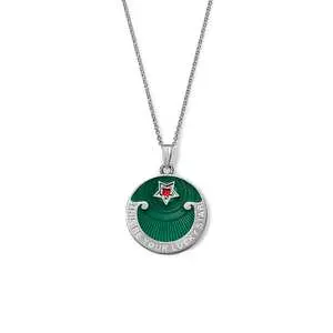 DÉCLARER Sterling Green Enamel Lucky Star Pendant Necklace - Silver