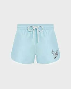 Vilebrequin X 3.paradis Dove Embroidered Swim Shorts - Blue
