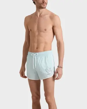 Vilebrequin X 3.paradis Dove Embroidered Swim Shorts - Blue