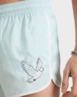 Vilebrequin X 3.paradis Dove Embroidered Swim Shorts - Blue