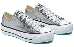 CONVERSE Chuck Taylor All Star Lift Ox Sneakers - Silver/white