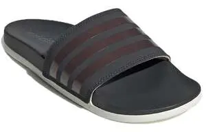 Adidas Adilette Comfort Slides With Metallic Stripes - Grey