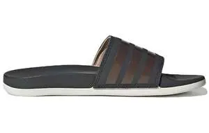 Adidas Adilette Comfort Slides With Metallic Stripes - Grey