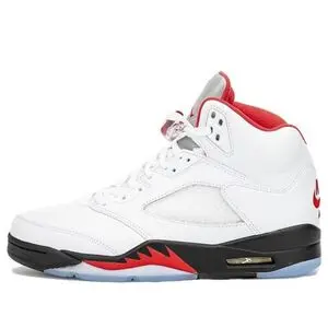 JORDAN 5 Retro High Top Sneakers - White/red