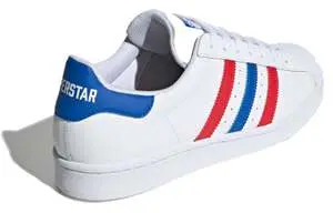 Adidas Superstar Sneakers With Red And Blue Stripes - White