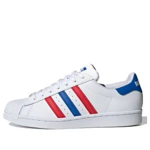 Adidas Superstar Sneakers With Red And Blue Stripes - White