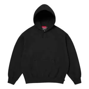 Supreme Satin Appliqué Hooded Sweatshirt - Black