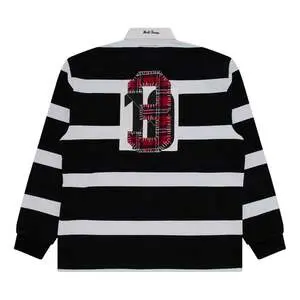 Supreme Rugby Shirt With Contrast Stripes - Black