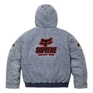 Supreme X Fox Racing Hooded Work Jacket - Denim