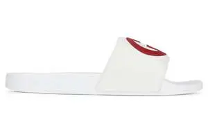 Gucci Gg Pattern Leather Slide Slipper - White/red