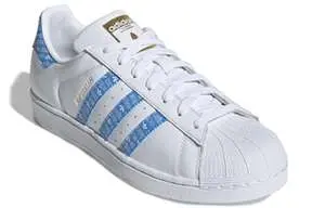 Adidas Superstar Low Top Sneakers With Blue Logo Print