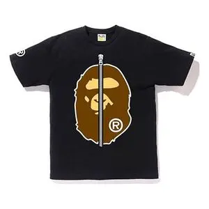 A BATHING APE Head Round Neck Short Sleeve Tee 'black - Black/brown