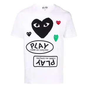 Play Comme Des Garcon Multi Heart T-shirt 'white Black - White/black