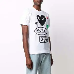 Play Comme Des Garcon Multi Heart T-shirt 'white Black
