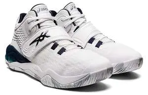 Asics Mid Top Basketball Sneakers With Velcro Fastening - White/blue