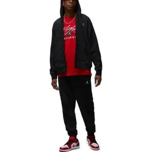 JORDAN Full-zip Fleece Hoodie - Black