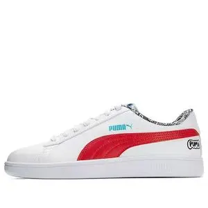 PUMA Smash V2 Low Top Sneakers - White/red/black