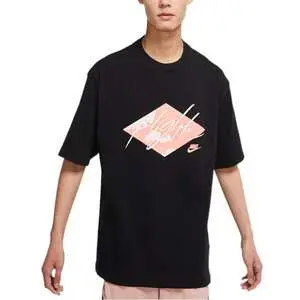 JORDAN Solid Color Cotton Alphabet Printing Short Sleeve Black T-shirt - Multi-color