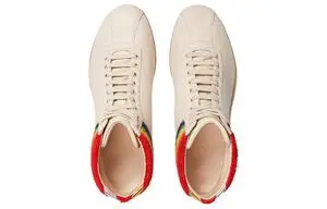 Gucci High Top Sneakers With Rainbow Heel Collar