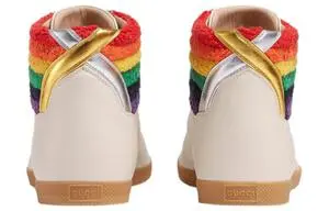 Gucci High Top Sneakers With Rainbow Heel Collar