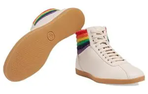 Gucci High Top Sneakers With Rainbow Heel Collar