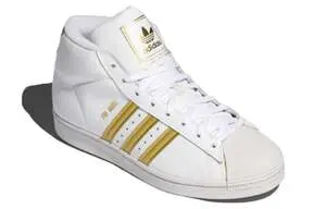 Adidas Originals Pro Model High Top Sneakers - White/gold