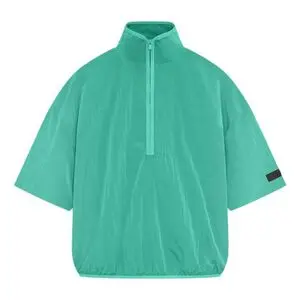 Fear Of God Ss24 Crinkle Nylon Half Zip Short Sleeve Shirt - Mint Leaf