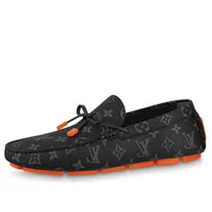LOUIS VUITTON Monogram Driver Moccasins - Black/grey/red