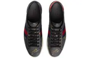 Gucci Ace Gg Supreme Sneakers With Tiger Motif - Black