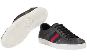 Gucci Ace Gg Supreme Sneakers With Tiger Motif - Black