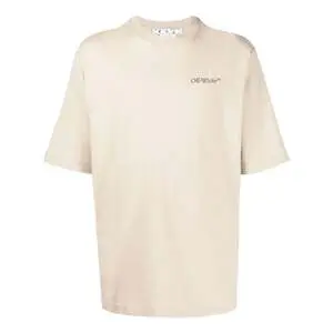 Off-White Ss22 Logo Round Neck Pullover Short Sleeve Loose Fit Khaki - Dark Sand
