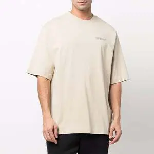 Off-White Ss22 Logo Round Neck Pullover Short Sleeve Loose Fit Khaki