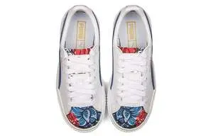 PUMA Platform Hyper Embroidered Floral Sneakers - White/blue/red