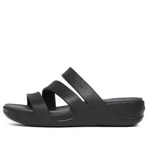 CROCS Boca Strappy Wedge Sandals - Black