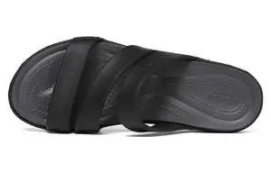 CROCS Boca Strappy Wedge Sandals - Black