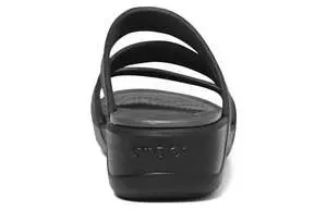 CROCS Boca Strappy Wedge Sandals - Black