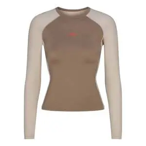 Nike X Skims Shine Long-sleeve Crew-neck Top - Truffle/stone