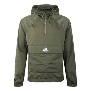 Adidas Half Zipper Hooded Pullover Sports Jacket - Green
