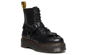 Dr. Martens Jadon Harness Leather Platform Combat Boots - Black