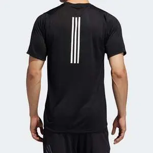 Adidas Sports Training 3-stripes Round Neck Short Sleeve Cloud White - Black