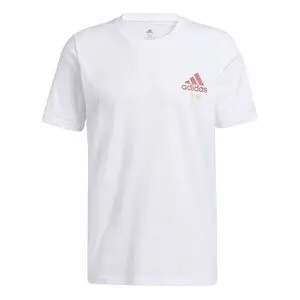 Adidas Horns Tee Basketball Sports Printing Round Neck Short Sleeve - White