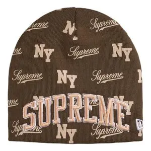 Supreme X New Era Ss26 Monogram Beanie - Brown