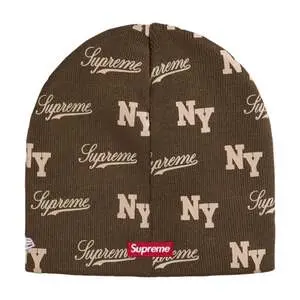 Supreme X New Era Ss26 Monogram Beanie - Brown