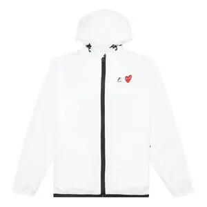 Play Comme Des Garcon X K Way Full Zip Hooded Jacket - White