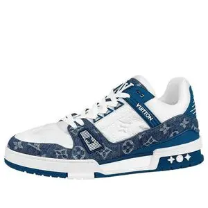 LOUIS VUITTON Trainers With Denim Monogram - White/navy