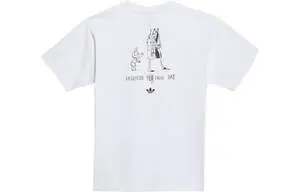 Adidas Originals Cartoon Pattern Printing Round Neck Short Sleeve White