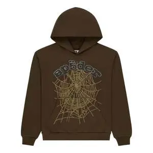 SP5DER Og Web Rhinestone Hoodie - Brown